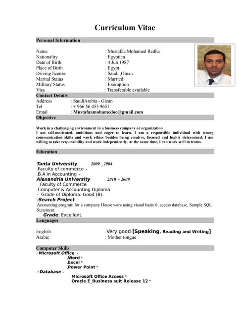 mohammad .cv (new) .. | DOCX | Business Accounting & Finance | Business