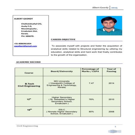 Resume - Albert Geordy | PDF