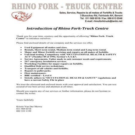 Rhino Introduction Letter | PDF