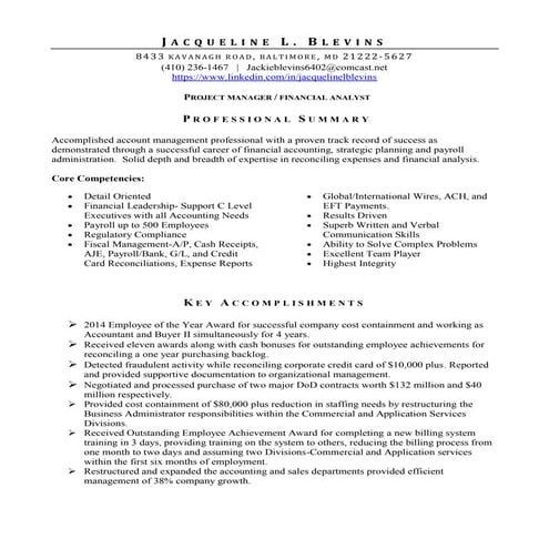 Blevins, Jacqueline L. Resume - MD 041316 | DOCX