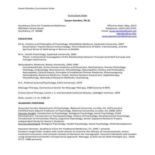 Susan Gordon, PhD Vitae | PDF