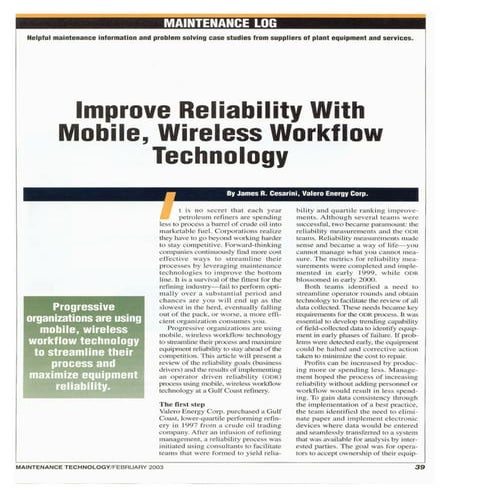 Maintenance Technology Wireless Workflow | PDF | Technology & Computing