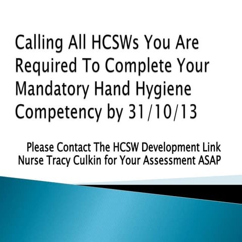 HCSW Hand Hygiene Competency | PPTX