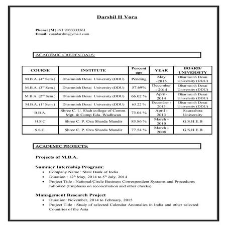 Darshil Vora_resume | DOC | Education industry | Industries