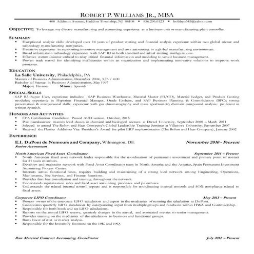 R Williams Resume 12-7-2015 | DOCX | Business Accounting & Finance ...
