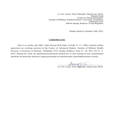 Certificate for Uday Kumar Killi | PDF