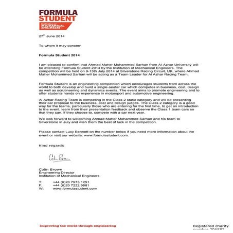 Team Confirmation Letter - Ahmad Maher - Copy | PDF