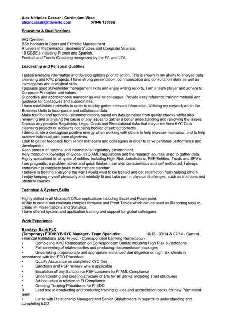 HSBC Job Description