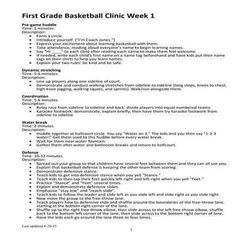 First Grade Basketball Curriculum Downers Grove Park District | PDF ...