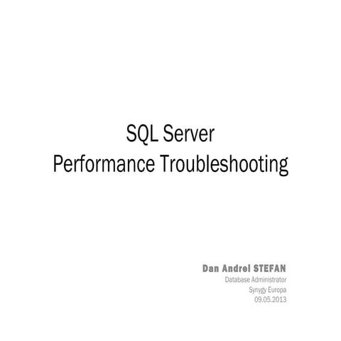 Dba Lounge Sql Server Performance Troubleshooting Ppt 