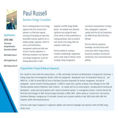 Paul Russell Optimum E Switch Business Pen Portrait Profile 2015 ...