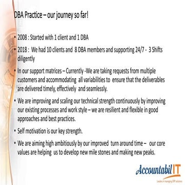 DBA Practices in Global Delivery Center | PPT