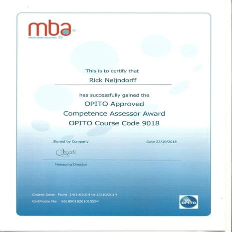 OPITO Approved Competence Assessor Award | PDF