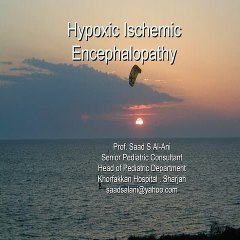 Hypoxic ischemic encephalopathy: Lecture on HIE | PPT