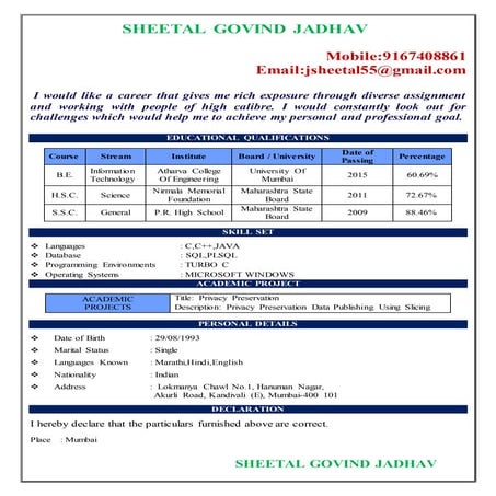 SHEETAL RESUME | PDF