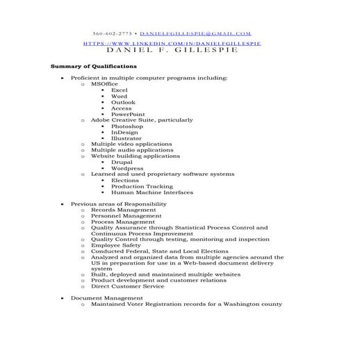 Daniel Gillespie Resume | PDF