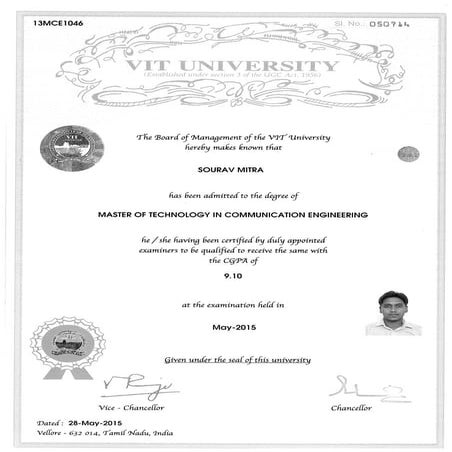 MTech Degree Certificate | PDF