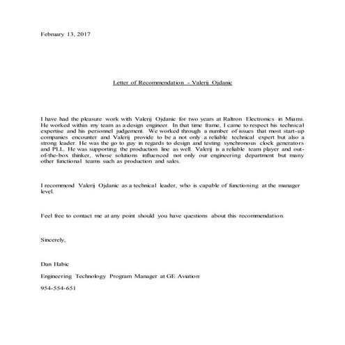 Letter of Recommendation | DOCX