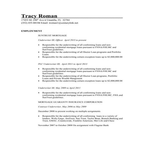 Tracy Roman's resume | PDF | Free Download