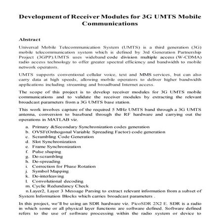 Development of receiver modules for 3G UMTS MC | DOCX | Technology ...
