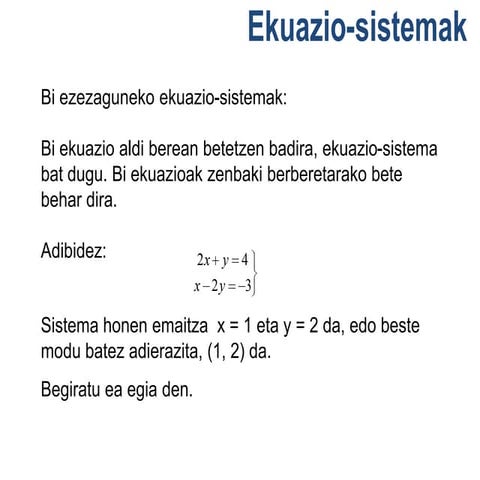 Dbh2 ekuazio sistemak aurkezpen automatikoa | PPSX