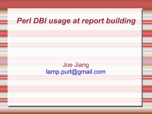 Perl Usage At Database Applications Ppt