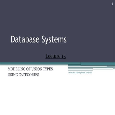 Modeling of union types using categories | PPTX
