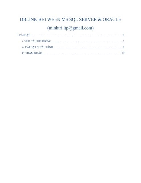 Dblink Between Ms Sql Server And Oracle Pdf