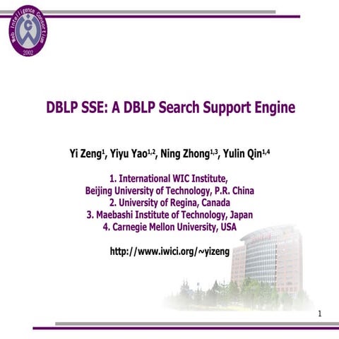 DBLP-SSE: A DBLP Search Support Engine | PPT