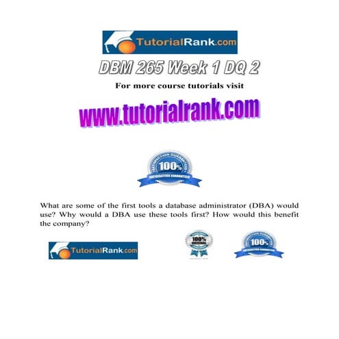DBM 265 Week 1 DQ 2 | DOCX