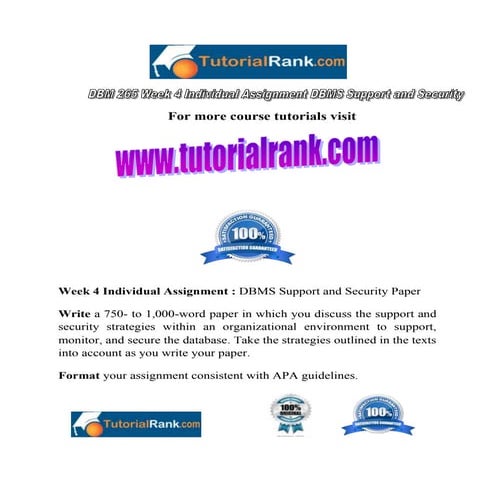 DBM 265 Week 4 Individual Assignment DBMS Support and Security Paper | PDF