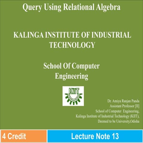 Dbms 13: Query Using Relational Algebra | PDF | Databases | Computer Software and Applications