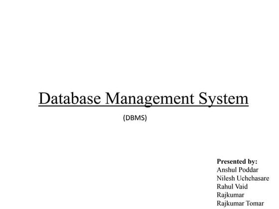 Chapter-1 Introduction to Database Management Systems | PPT Chapter-1 Introduction to Database Management Systems | PPT