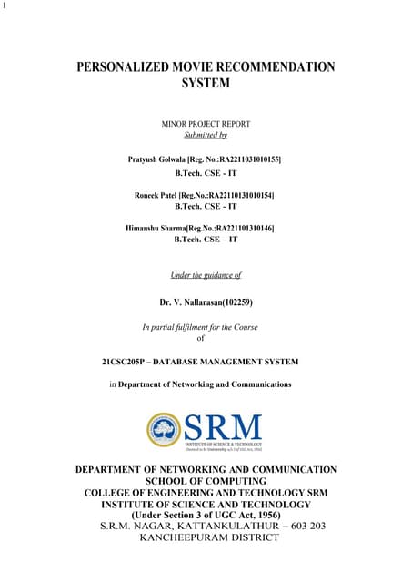 Movie recommendation system using mlInternship.pptx | Computer Software ...