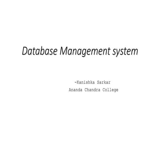 The Need for Databases Data Models Relational Databases Database Design ...