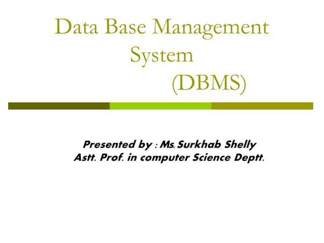 Database Management System Dbms Pptpptx