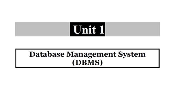 Lect 1 Database Management System 1 Class Ppt
