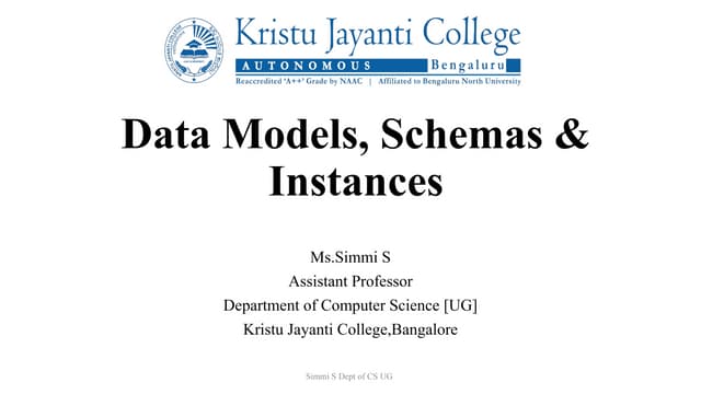 Dbms Data Models Schemas And Instancespptx