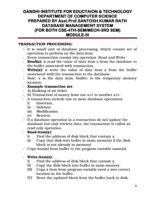 Transaction management DBMS | PPT