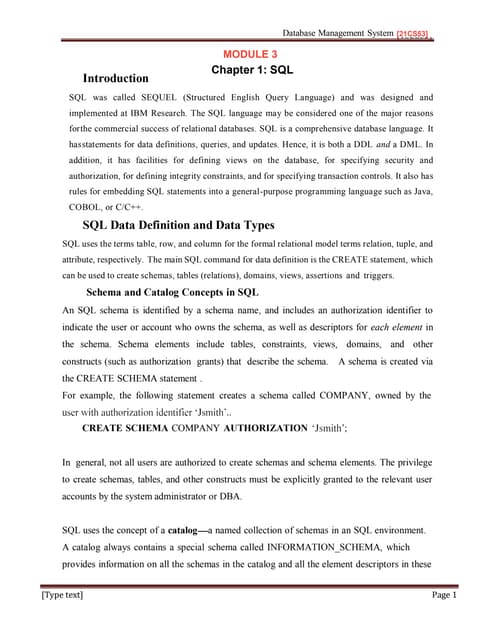Dbms Module 3 Notes Engineering Cse Pdf