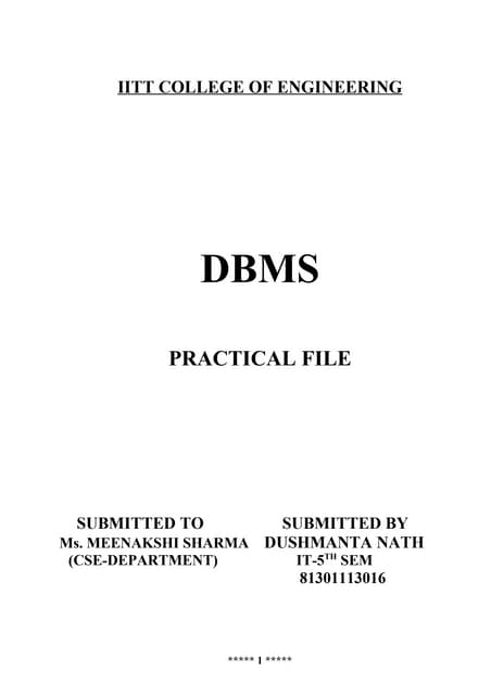 Dbms Practical File Doc 9144