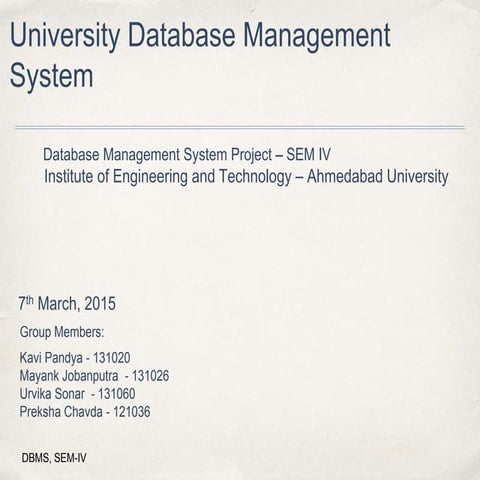 University Database Management Project Pptx Databases Computer