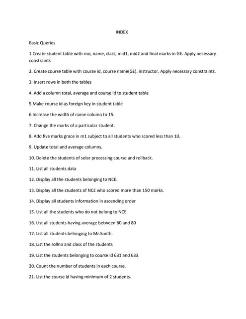 Dbms lab questions | PDF Dbms lab questions | PDF