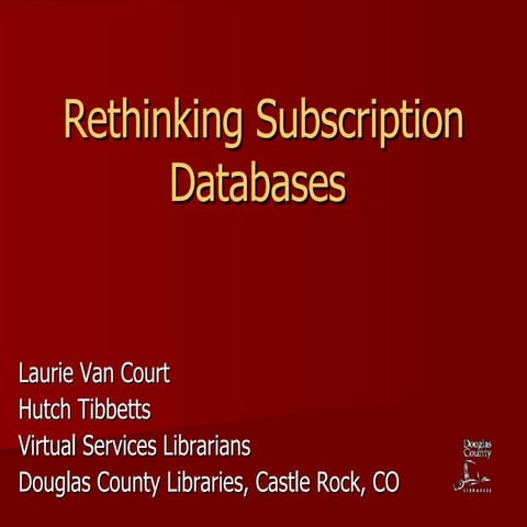 Rethinking Subscription Databases Ppt