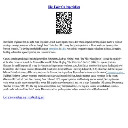 Dbq Essay On Imperialism | PDF