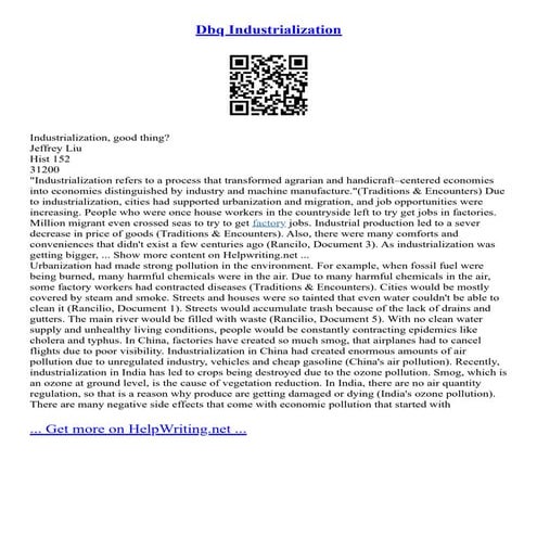 Dbq Industrialization | PDF | Industrial Property | Real Estate