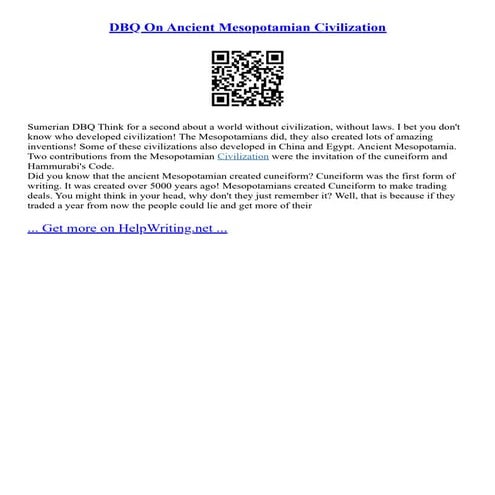 DBQ On Ancient Mesopotamian Civilization | PDF