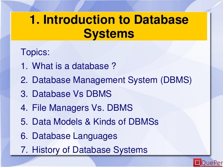 Database Systems - Introduction (Chapter 1)