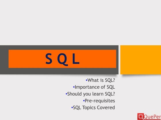 Sqlstructured Query Language Tutorials Tpointtech Ppt