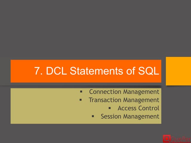 Database Systems - SQL - DCL Statements (Chapter 3/4) | PPT Database Systems - SQL - DCL Statements (Chapter 3/4) | PPT